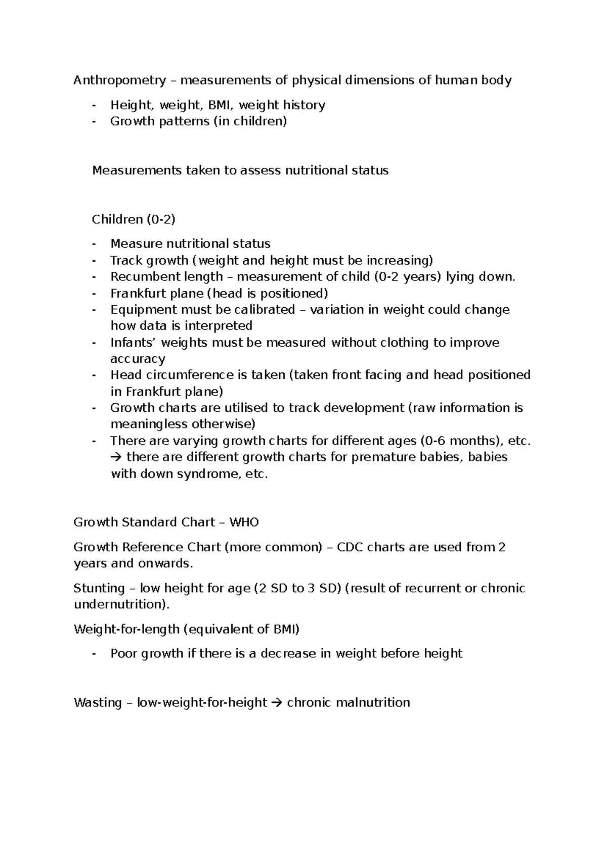 Anthropometry Notes: Measuring Growth & Nutritional Status in Children ...