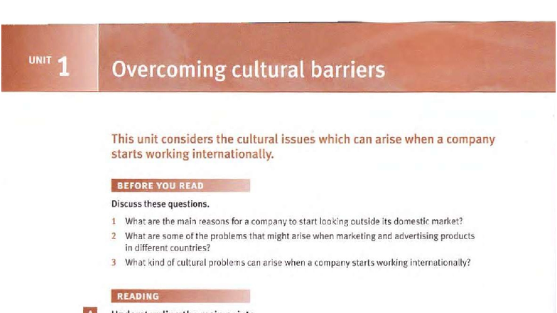 UNIT 1: Overcoming Cultural Barriers in International Business - Studocu