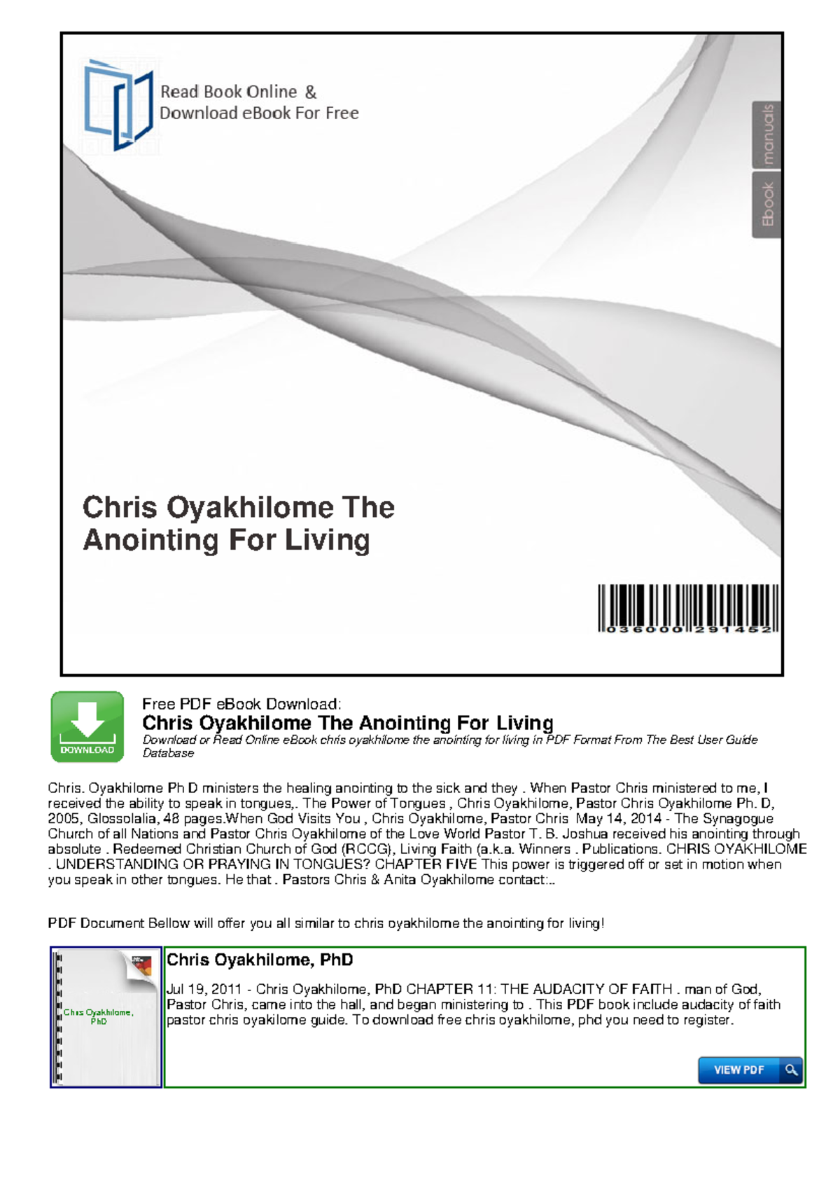 The Anointing For Living by Chris Oyakhilome - Free PDF eBook Download ...