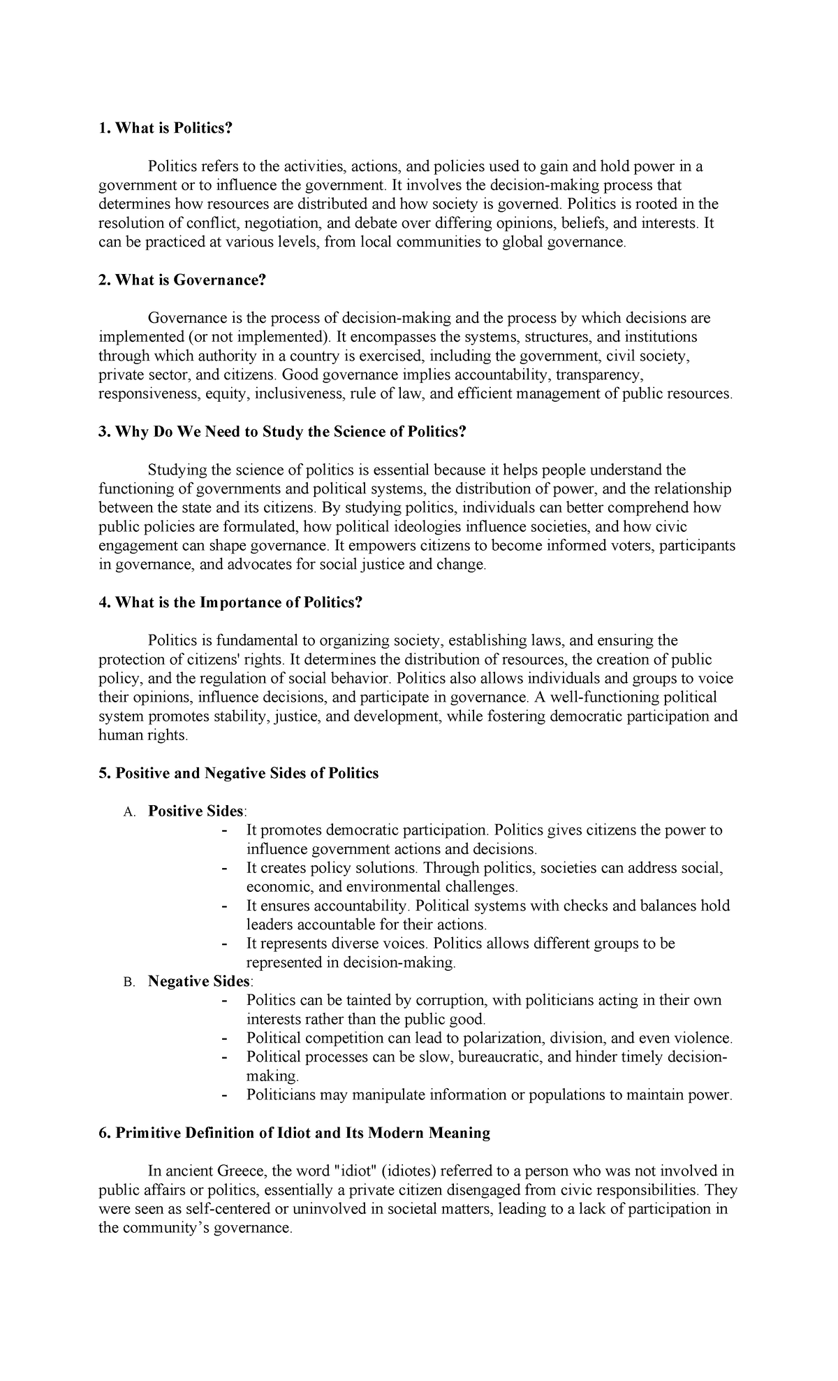 Polgov: Understanding Politics and Governance Concepts - Studocu