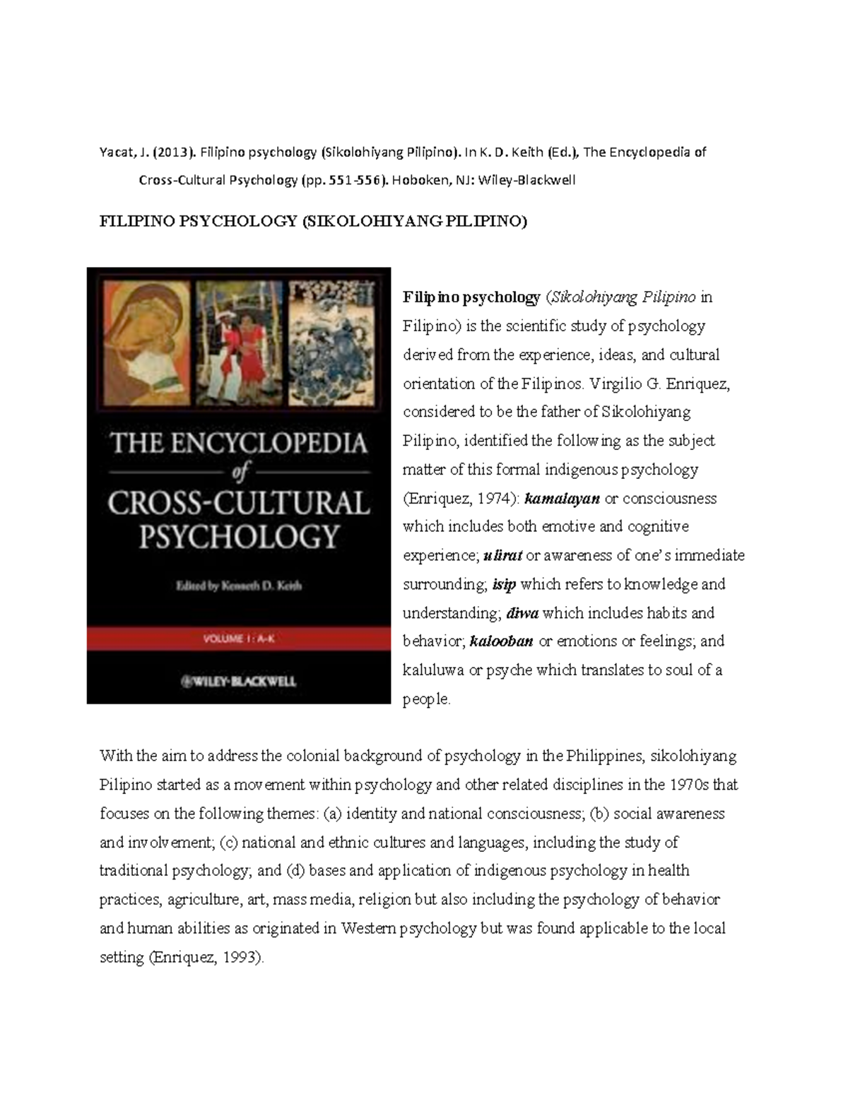 **Filipino Psychology (Sikolohiyang Pilipino): Cultural Insights and ...