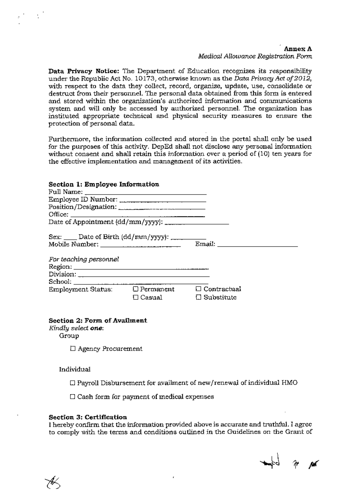 Medical Allowance Registration Form Data Privacy Notice - Studocu