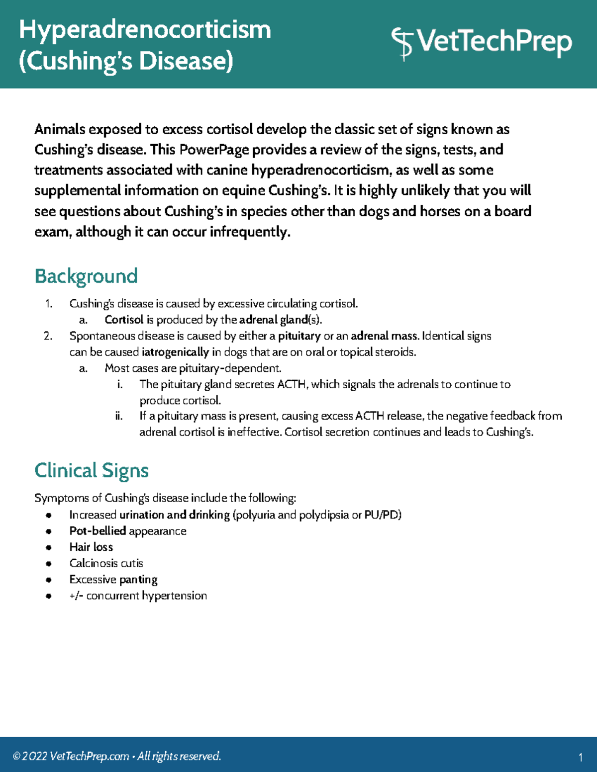 Hyperadrenocorticism (Cushing's Disease) in Canines: Overview ...