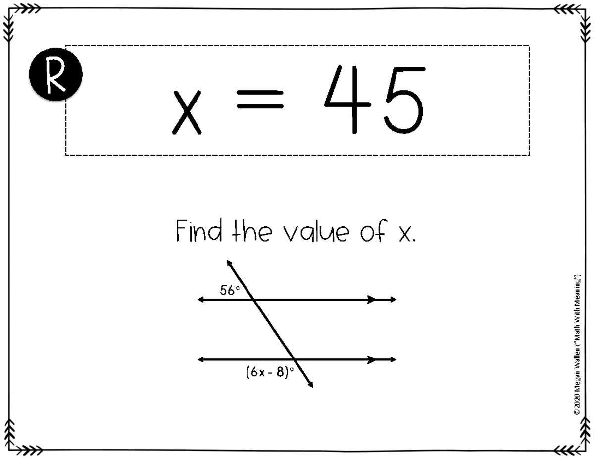Parallel Lines Cut by a Transversal: Scavenger Hunt Activity - Studocu