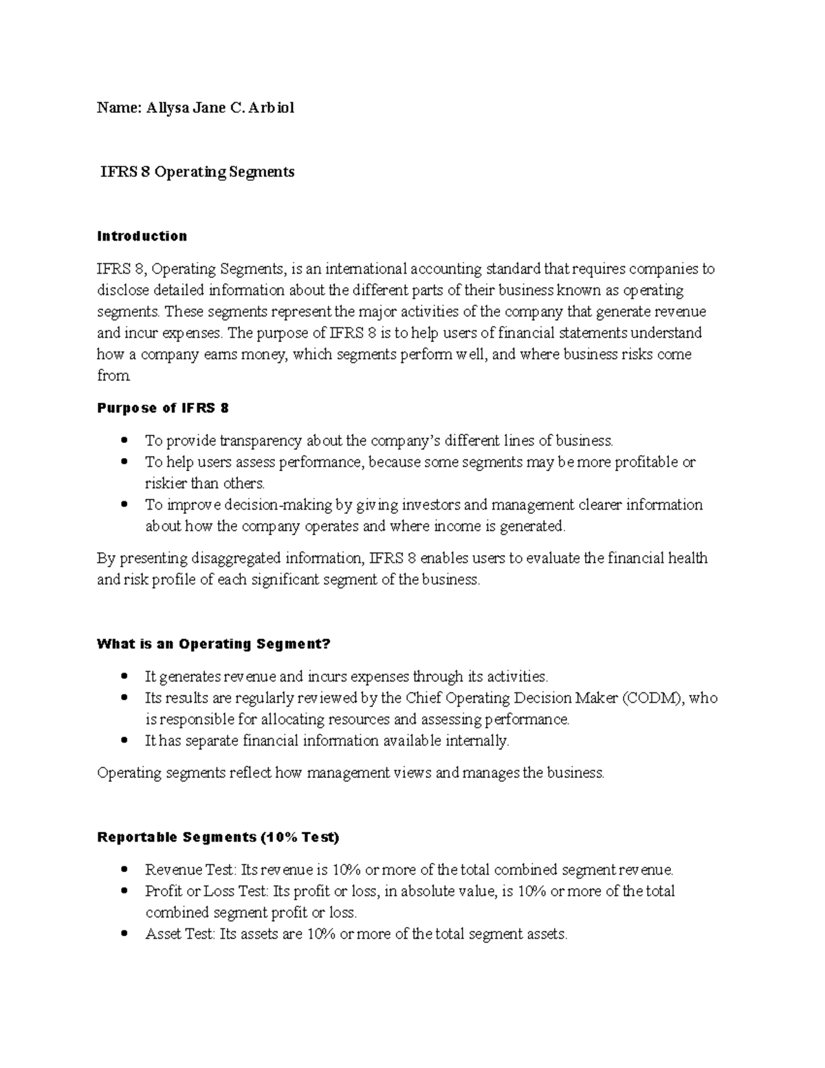 IFRS 8 Operating Segments Overview and Key Insights - Studocu