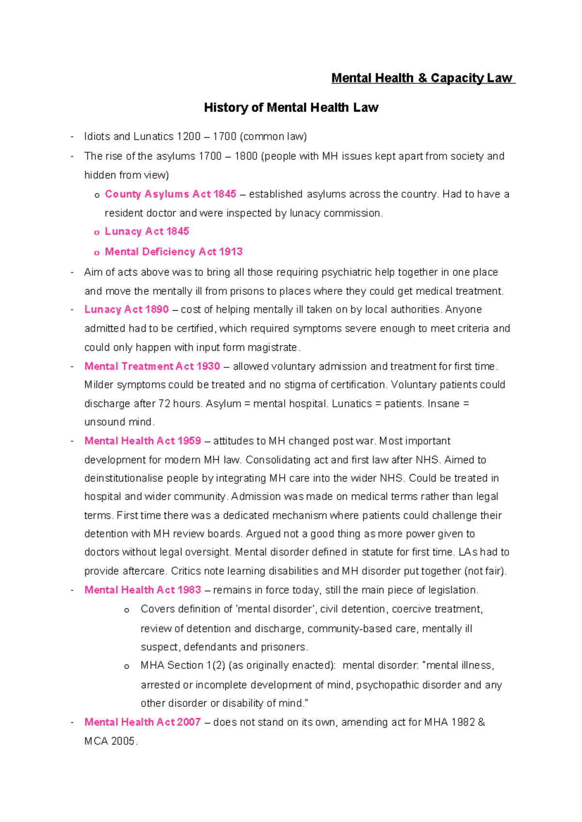 Mental Health & Capacity Law Overview: Key Legislation & Principles ...