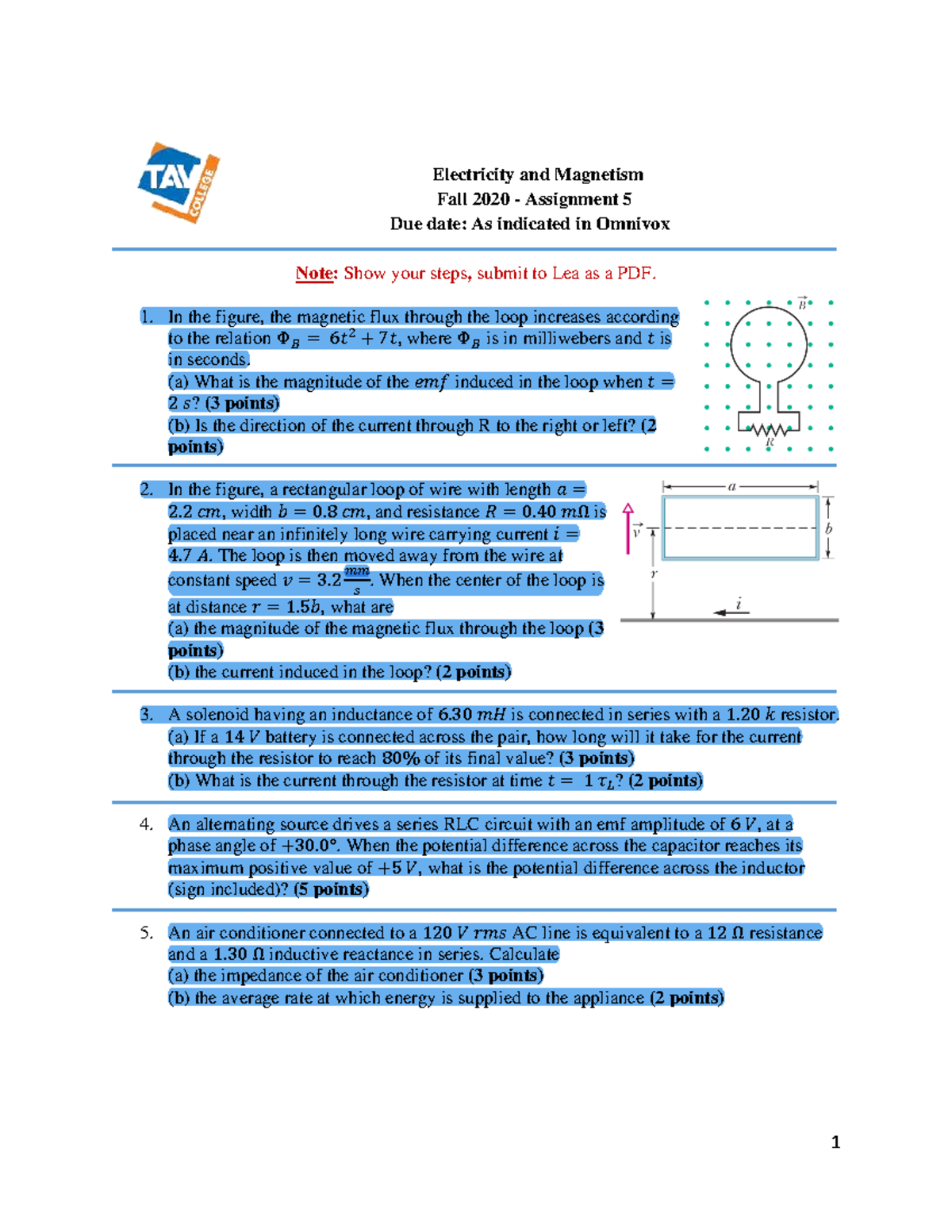 Electricity and Magnetism PHYS 2020 Assignment 5 Lab Report - Studocu