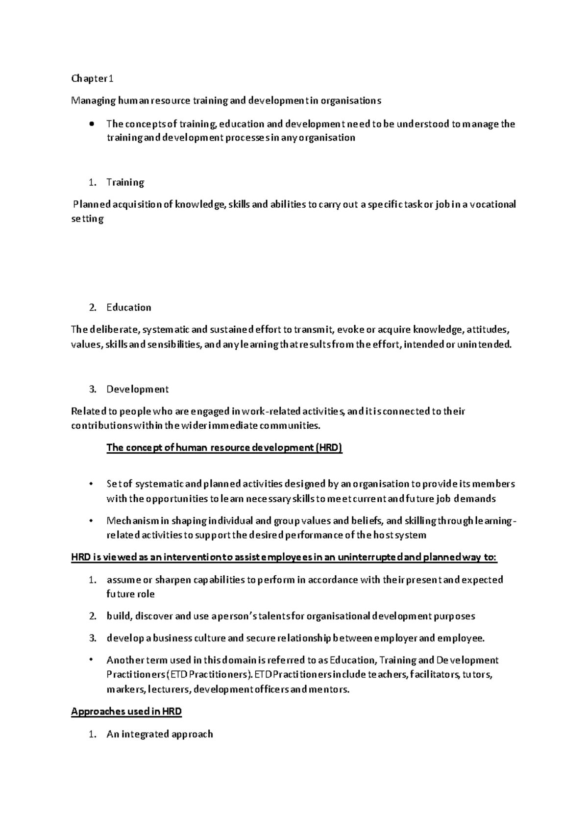 HRD Concepts and Approaches: Training & Development in Organizations ...