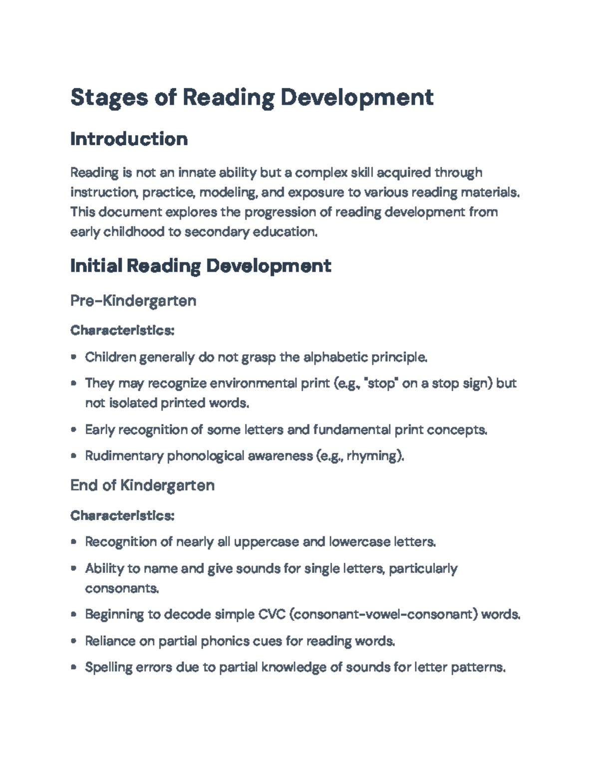 Stages of Reading Development: A Comprehensive Guide - Studocu