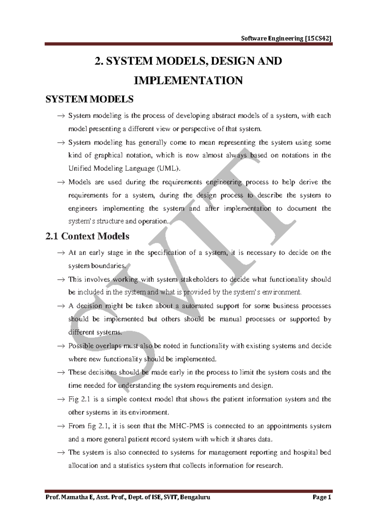 Software Engineering 2: System Models, Design & Implementation Notes ...