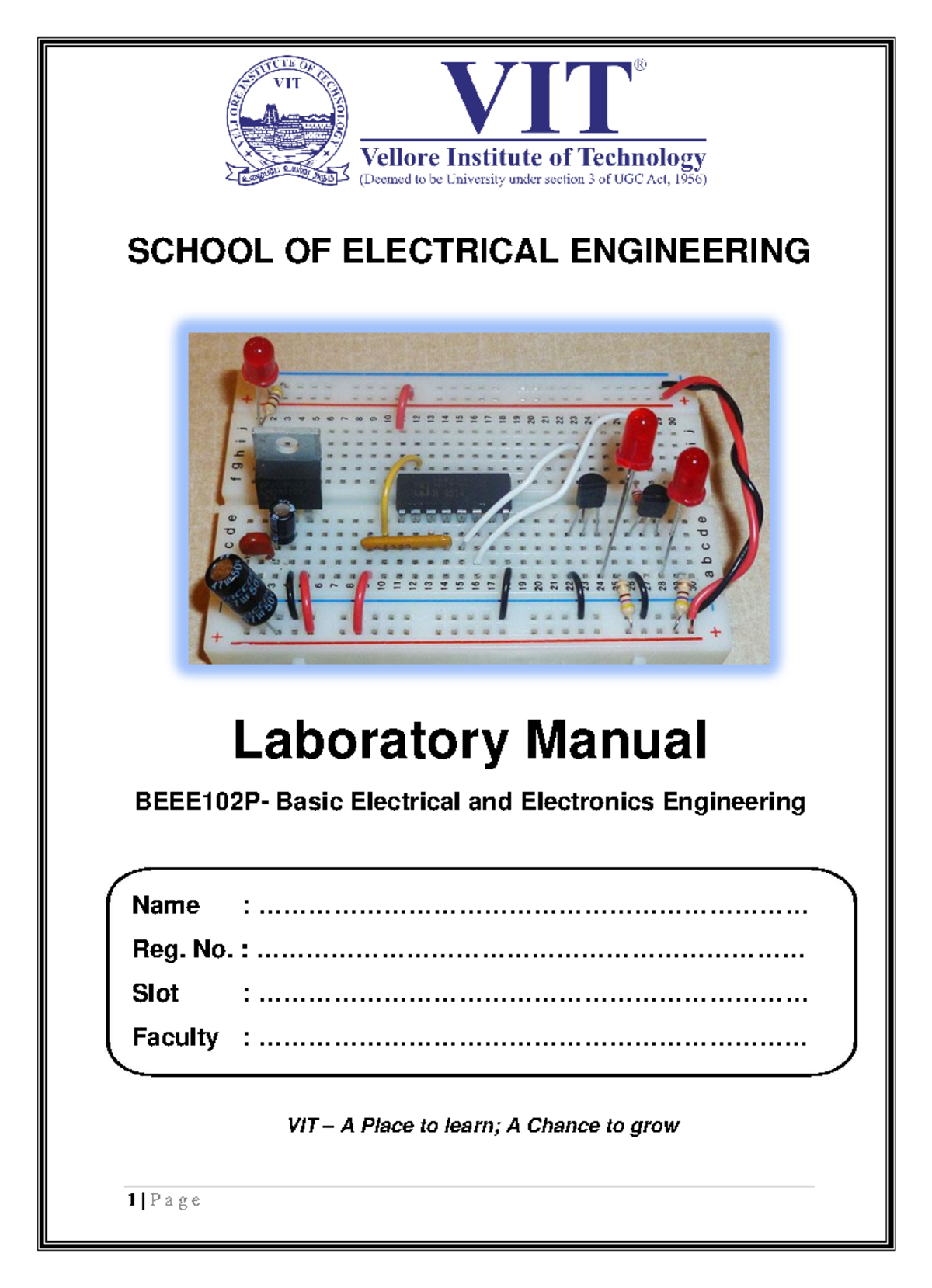 BEEE102P - Lab Manual for Basic Electrical Engineering Practical - Studocu