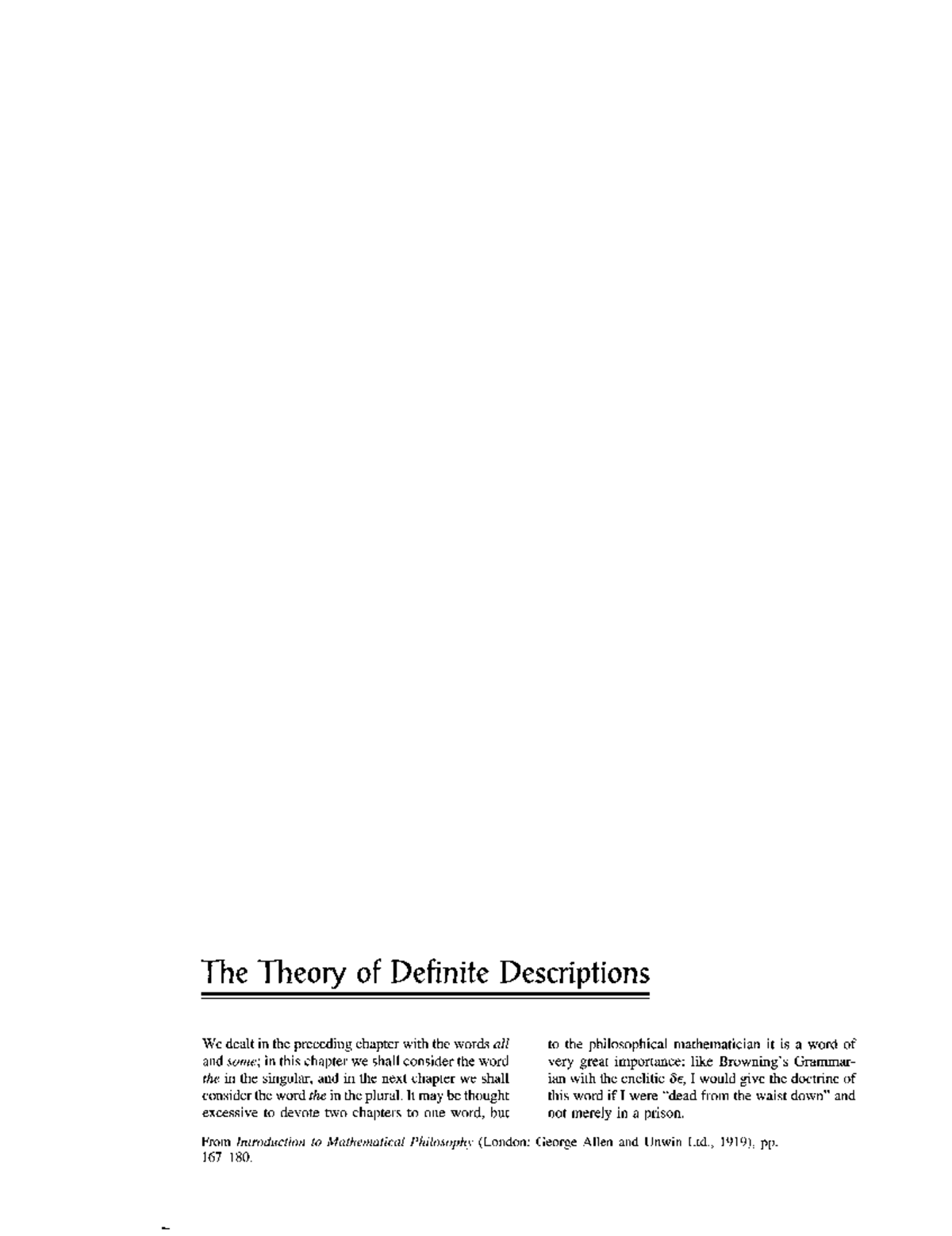 The Theory of Definite Descriptions - PHIL 101 Lecture Notes - Studocu