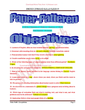 ENG101 solved MCQs mega file and quiz file - Solved MCQs Mega File From all past papers Solved ...