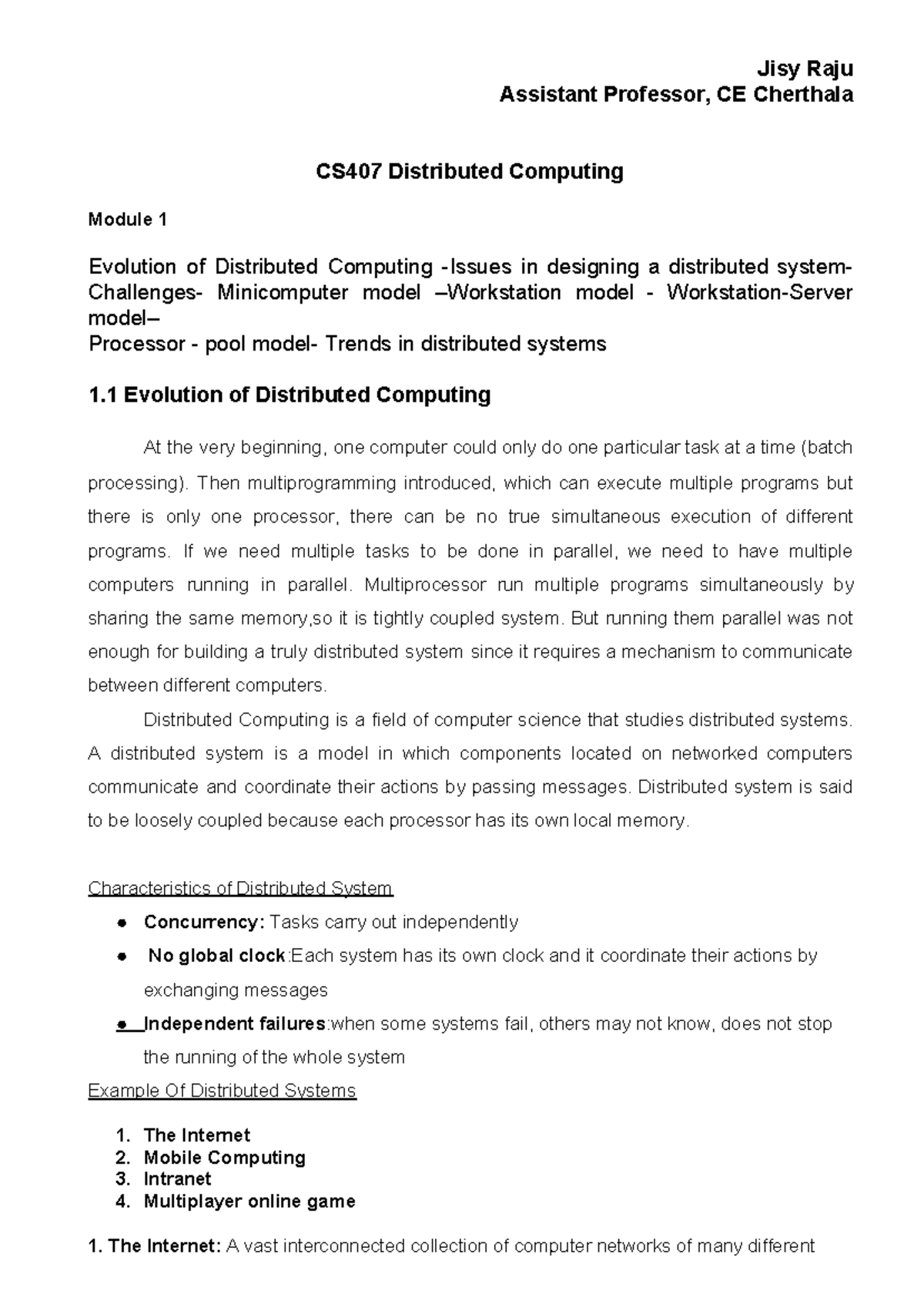 CS407 Final Exam Notes: Introduction to Distributed Computing - Studocu