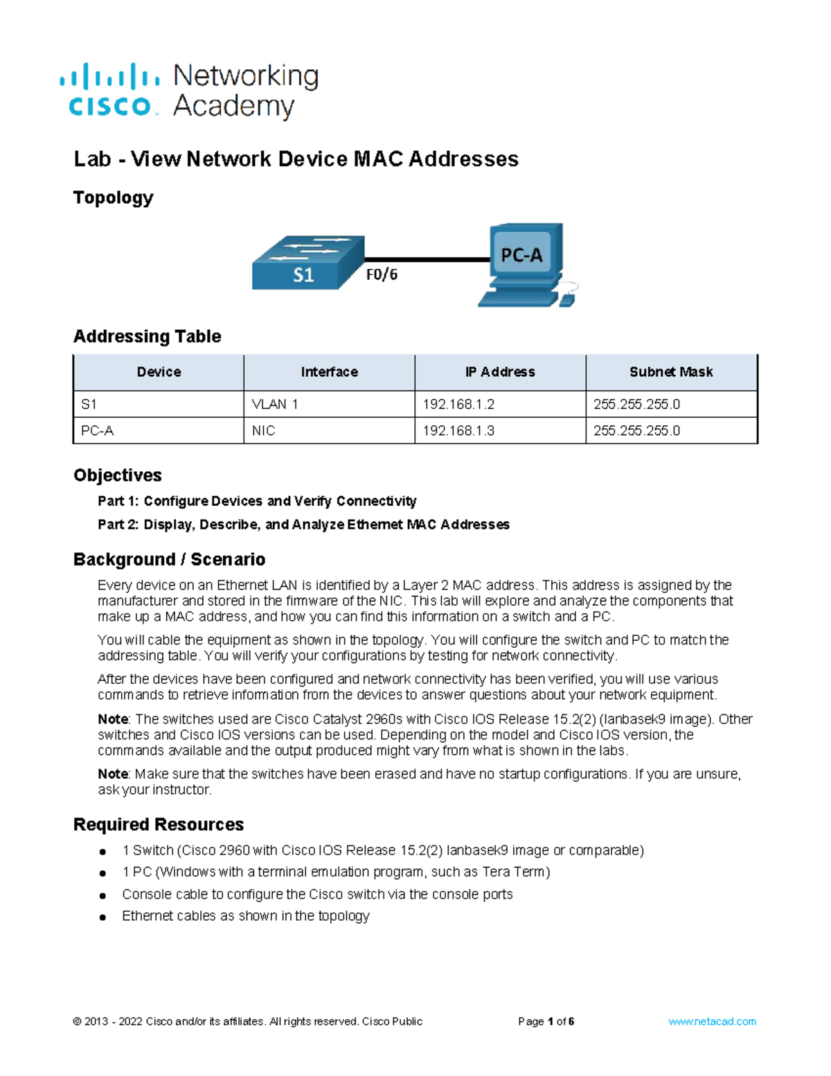 Lab 7: Cisco MAC Address Configuration and Network Connectivity Analysis - Studocu