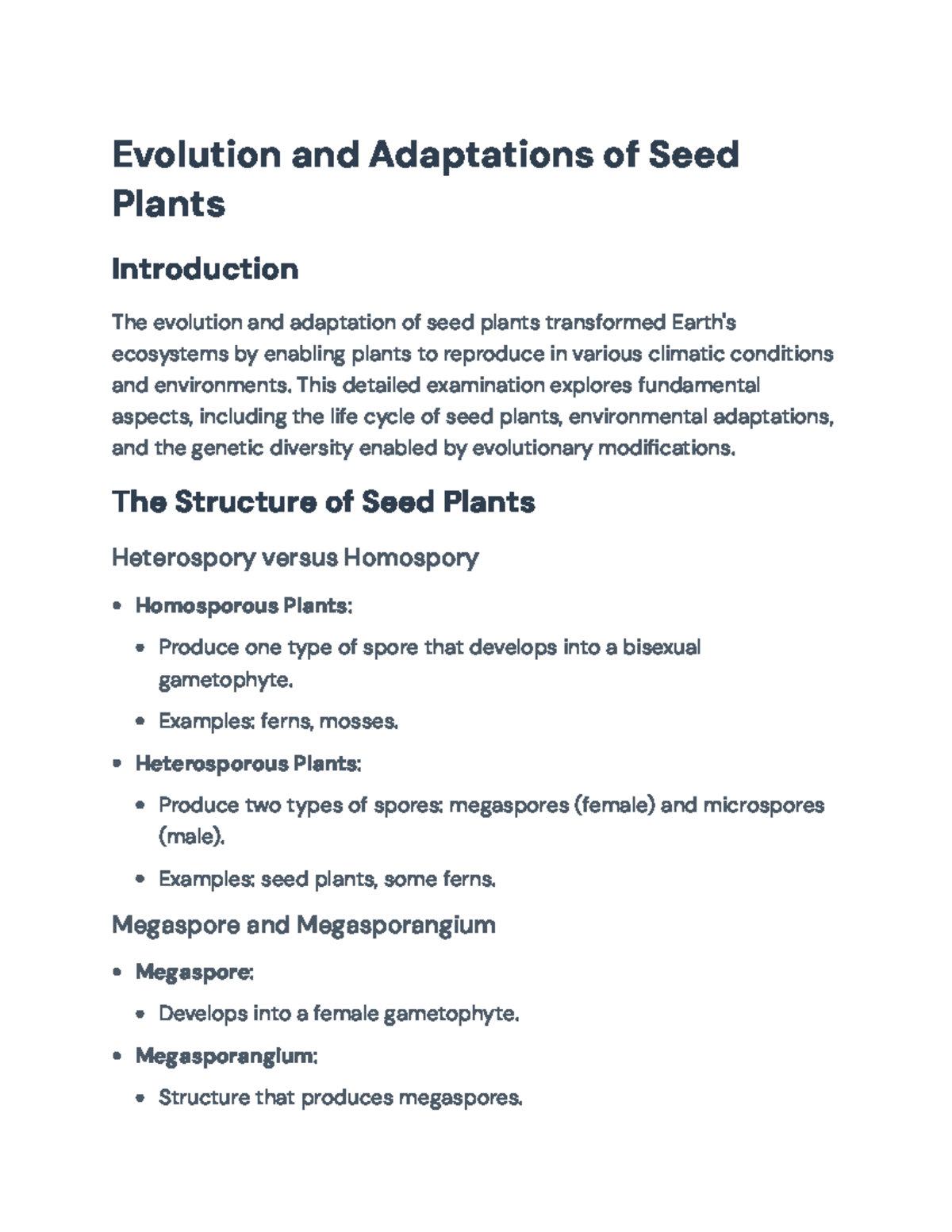 Evolution and Adaptations of Seed Plants: A Comprehensive Study ...