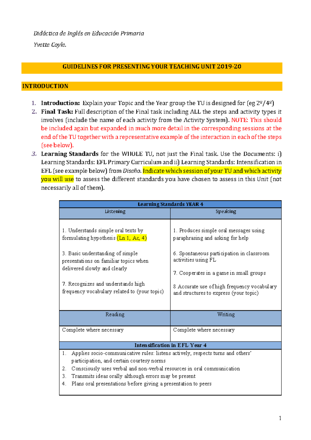 Teaching UNIT Guidelines 2019 - Didáctica de Inglés en Educación ...