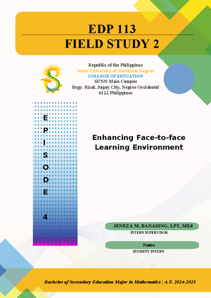 FS 2 - Episode 5 - ####### State University of Northern Negros COLLEGE ...