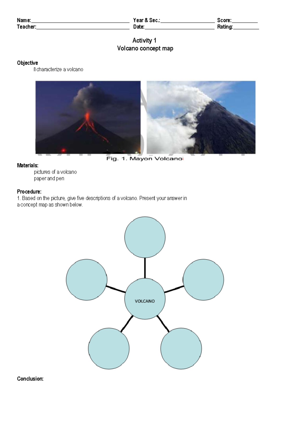 Activity 2: Volcanoes & Their Classification (Worksheet) - Studocu