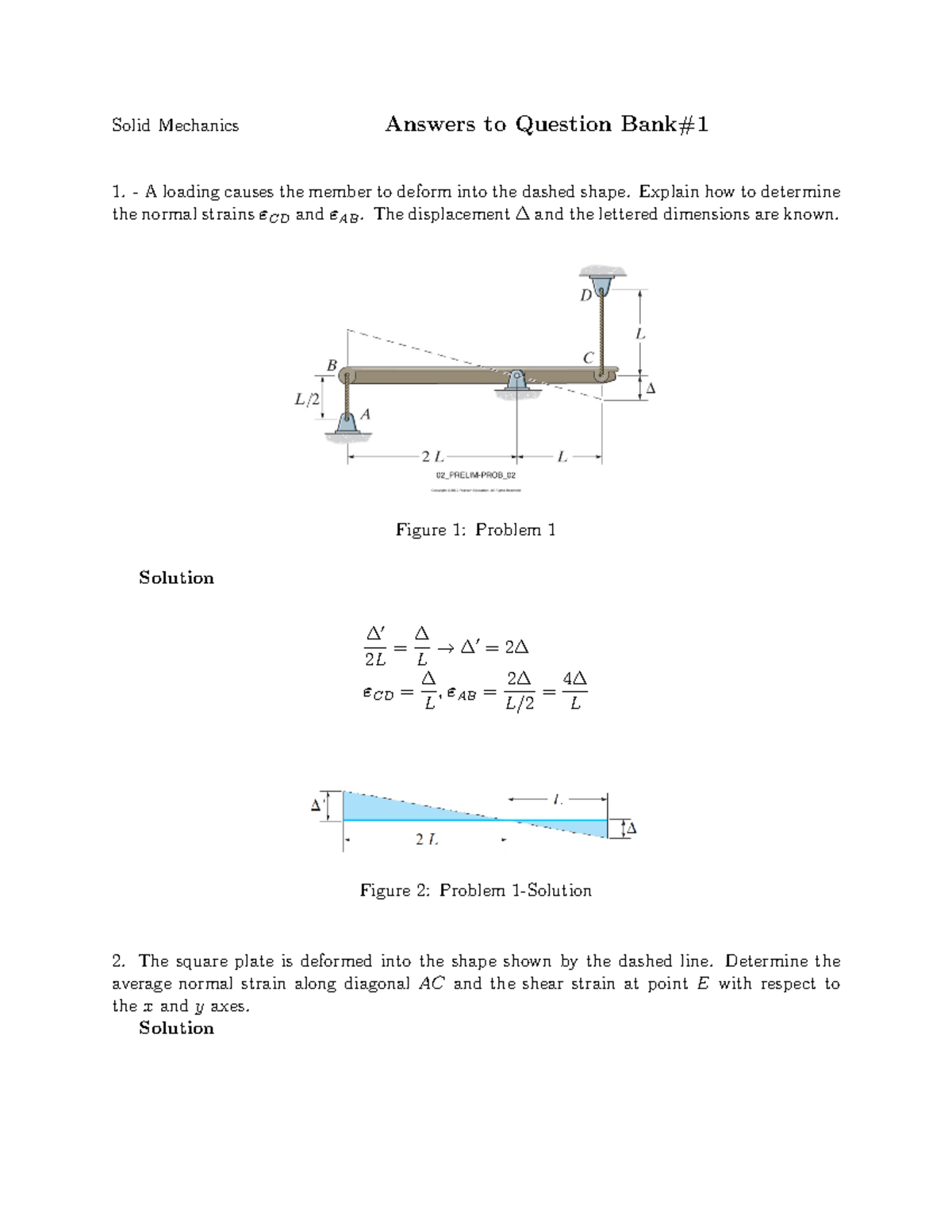 Solid Mechanics Question Bank 1 - Answers and Solutions - Studocu