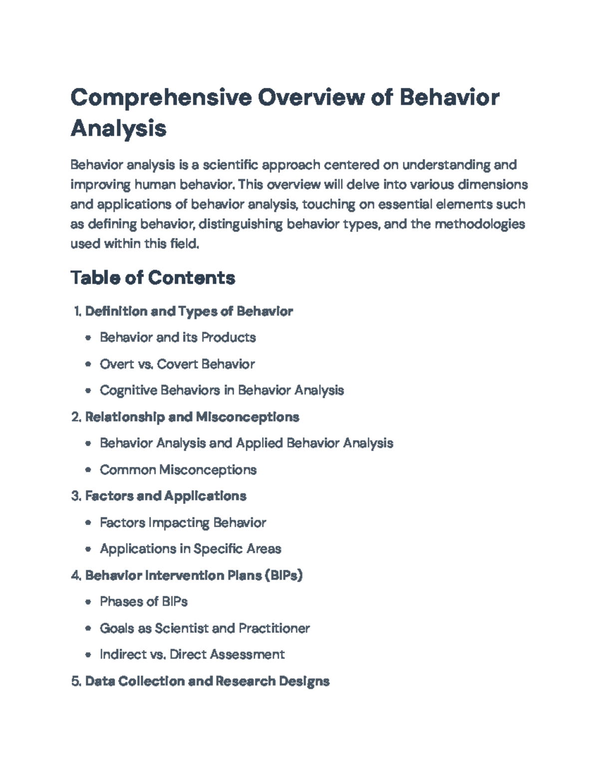 Comprehensive Overview of Behavior Analysis (Course Code: ABA ...