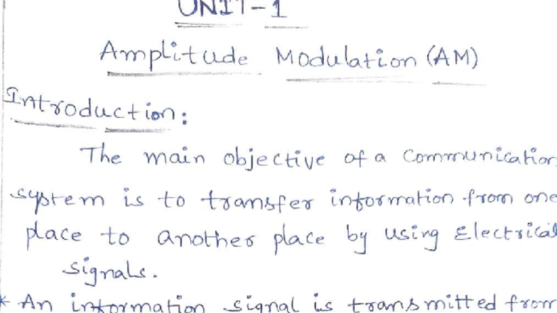 POC Unit 1 - Introduction to Amplitude Modulation (AM) - Studocu