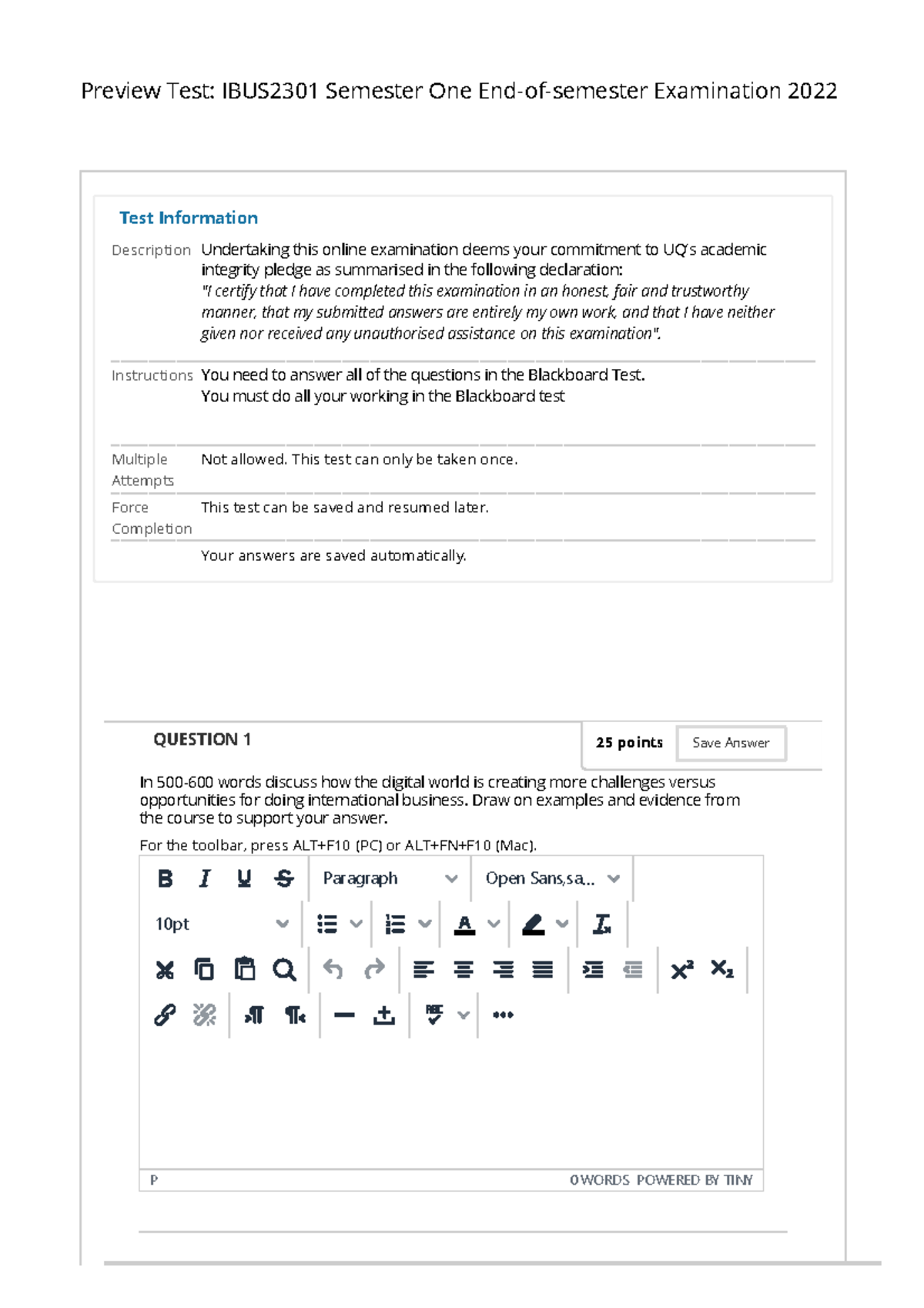 IBUS2301 Final Exam: 2022 Semester One Test Overview - Studocu