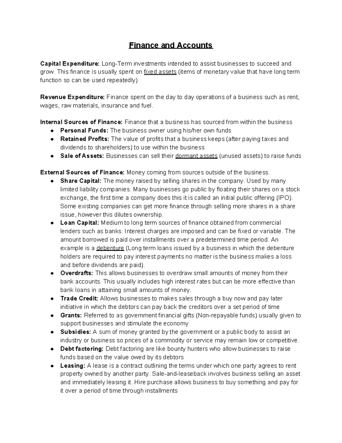 Business Unit 3 - Accounting & Finance: Key Concepts Overview - Studocu