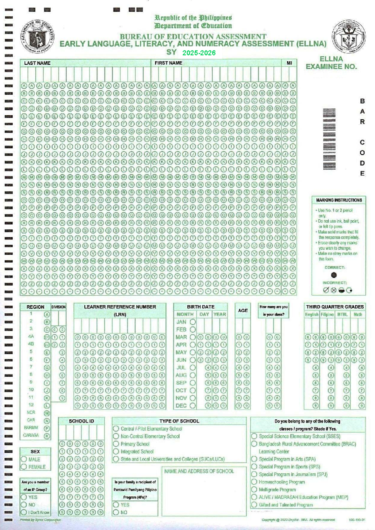 ELLNA Name Grid 2025 - Republic of the Philippines - Studocu