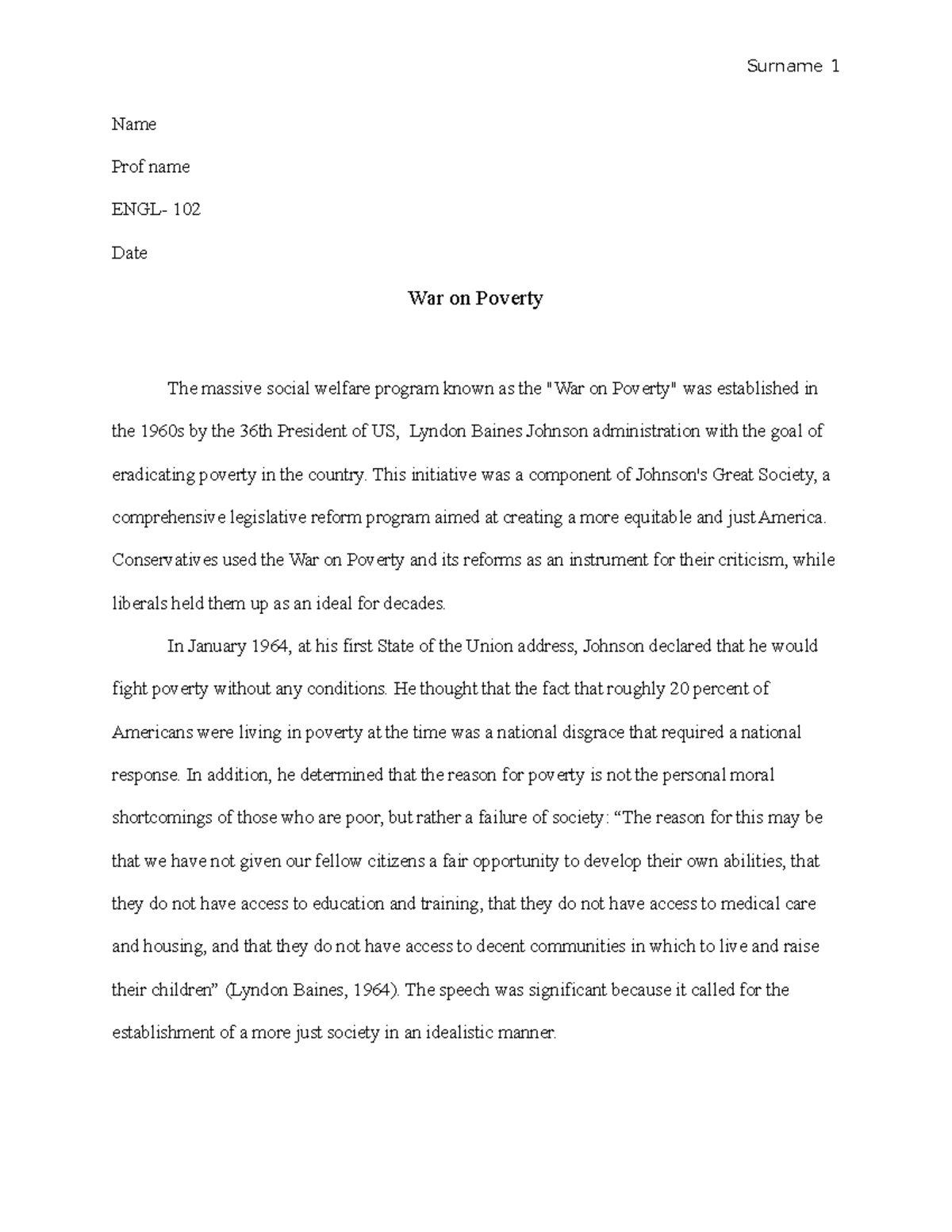 WAR ON Poverty - Back in 1964, President Lyndon Johnson gave a speech ...