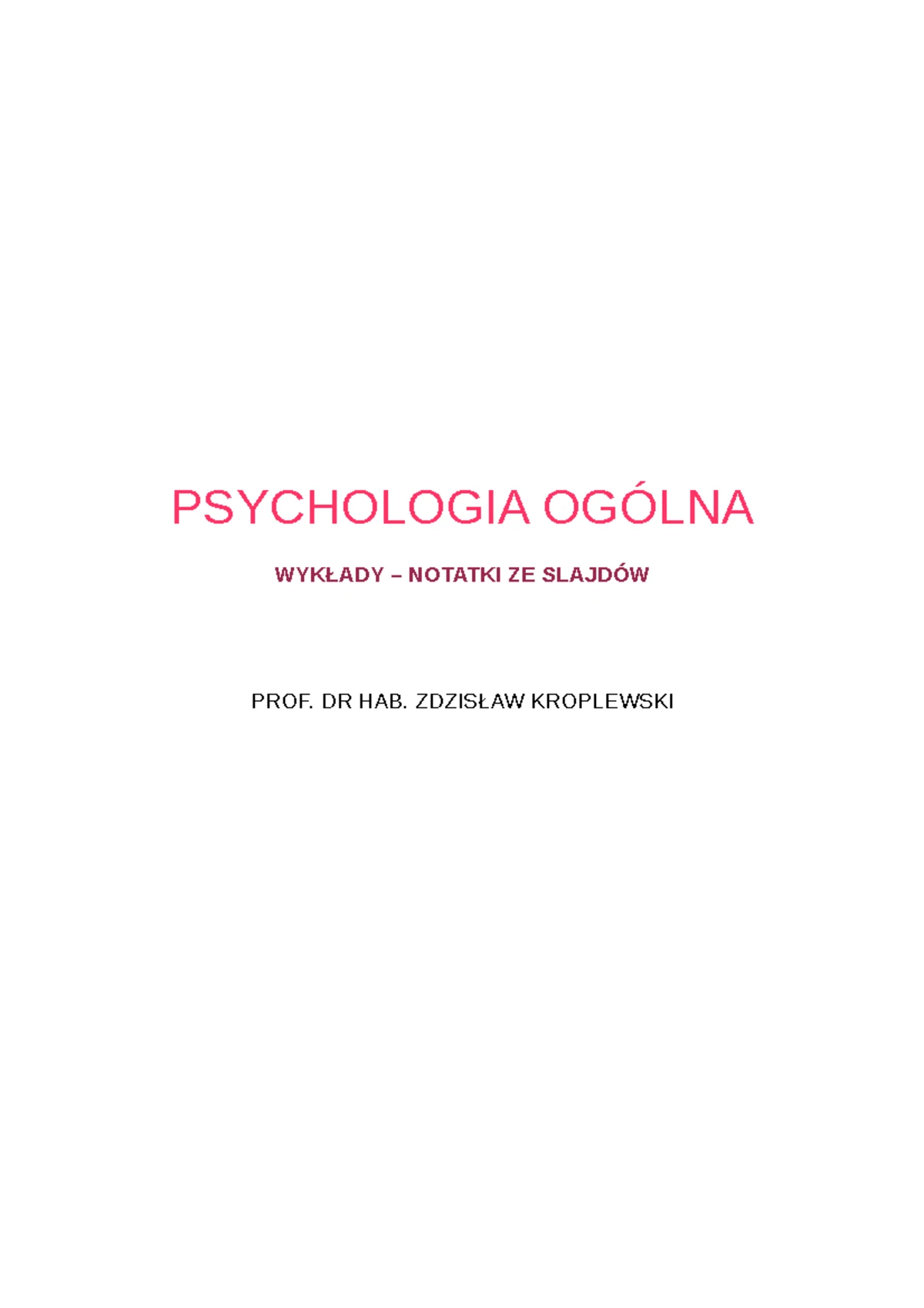 Freud Poza zasadą przyjemności, książka, literatura - Psychologie - Studocu