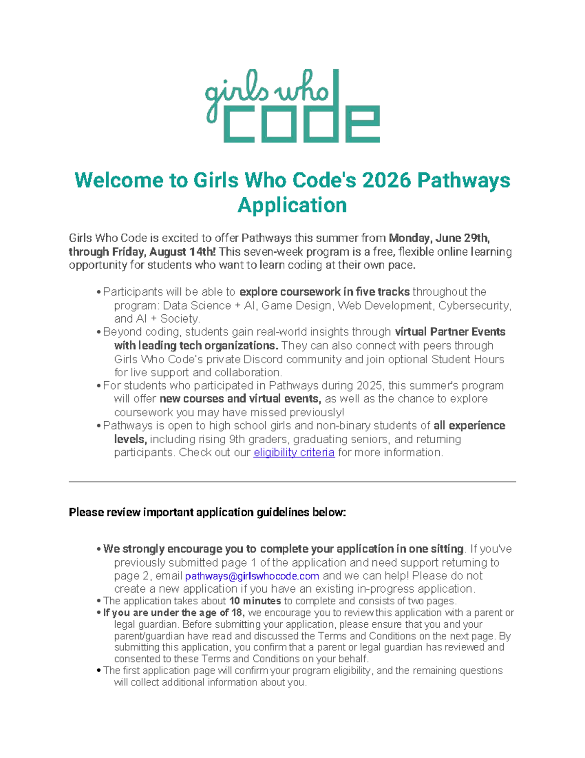 Girls Who Code Pathways Application Guide 2026 - Studocu