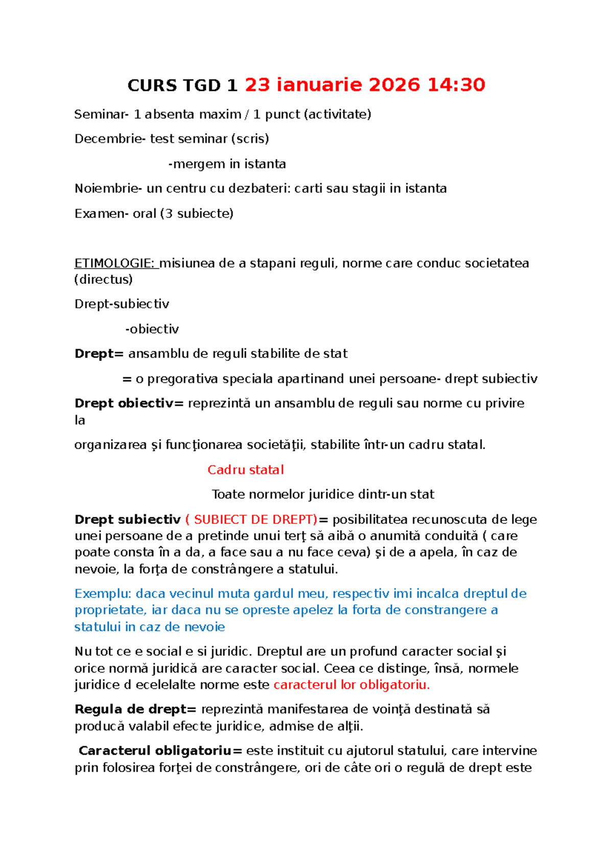 Curs TGD 1: Test Seminar - Drept și Norme Juridice - Studocu
