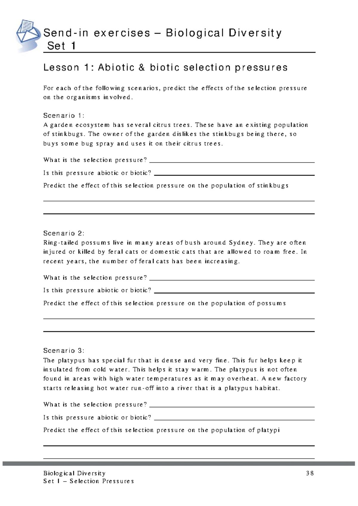 Biological Diversity Set 1: Abiotic & Biotic Selection Pressures ...