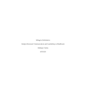 D235 Paper - D235 Reflection Interprofessional Communication and ...
