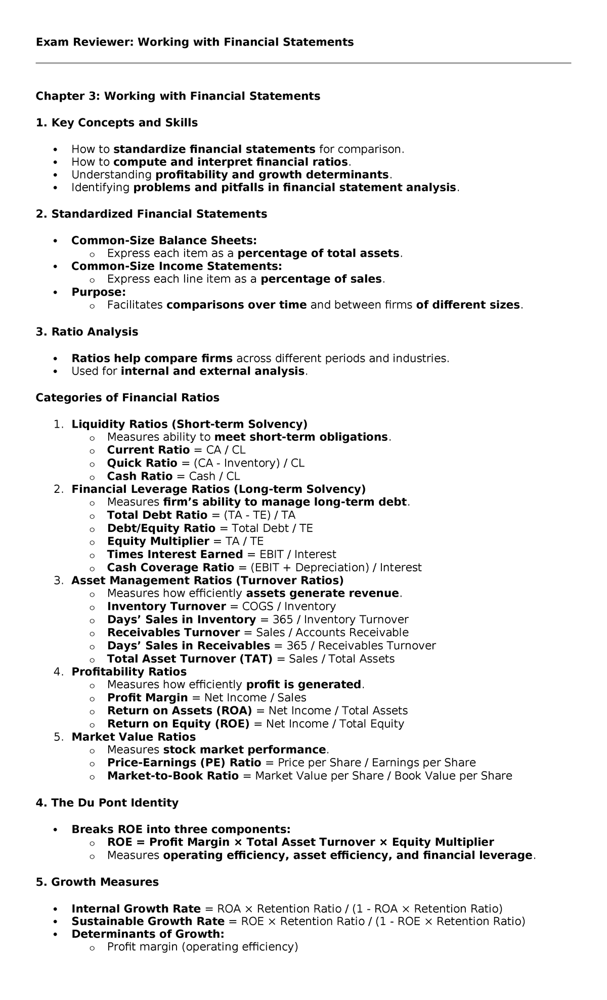 Exam Reviewer Chapter 3 - Exam Reviewer: Working with Financial ...