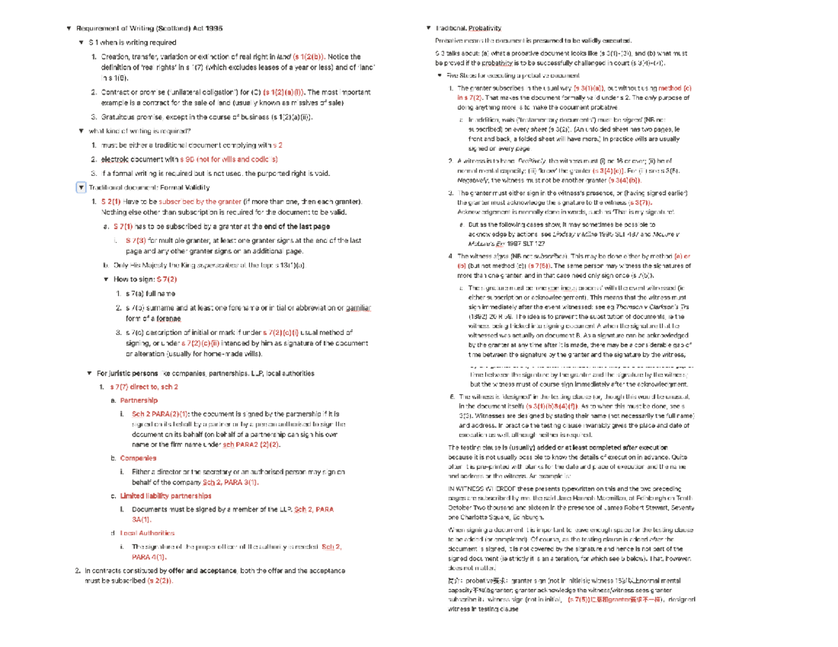 Lecture Notes on the Requirements of Writing (Scotland) Act 1995 and ...