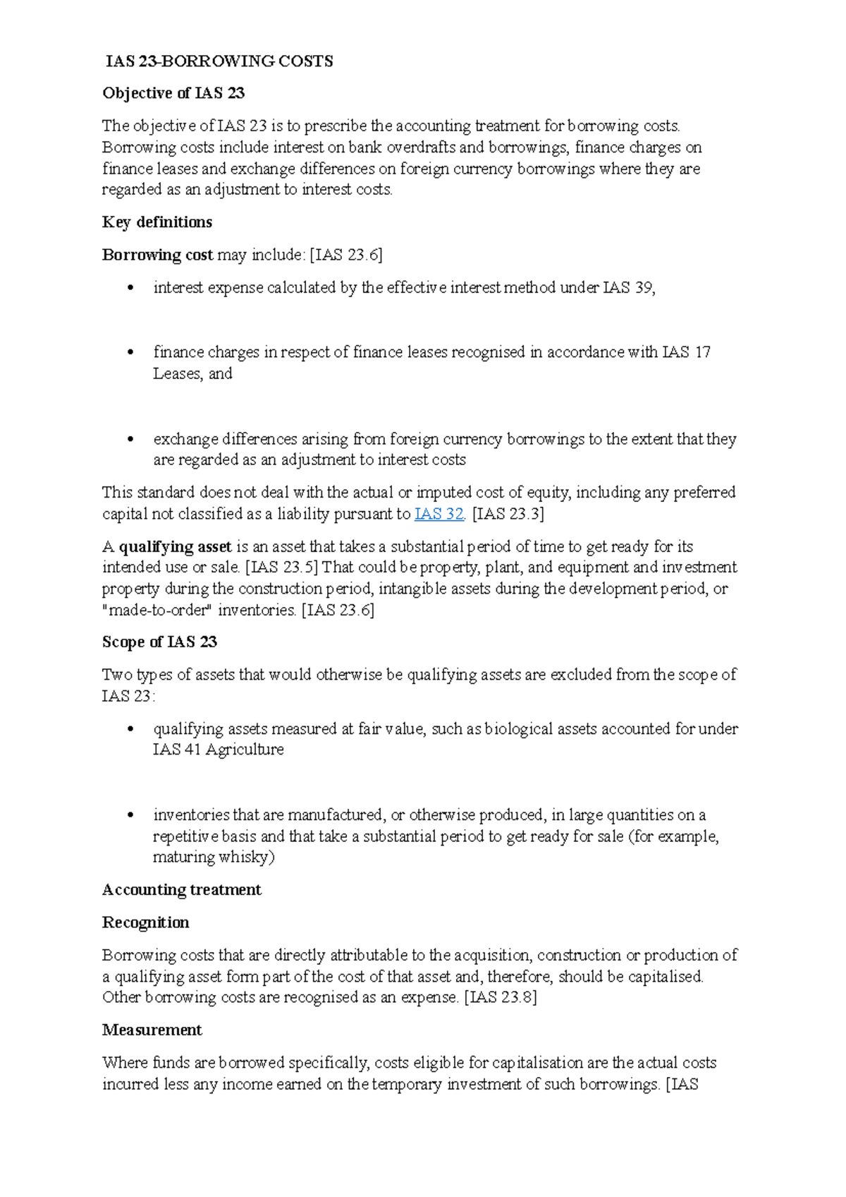 IAS 23 Borrowing Costs - IAS 23-BORROWING COSTS Objective of IAS 23 The ...