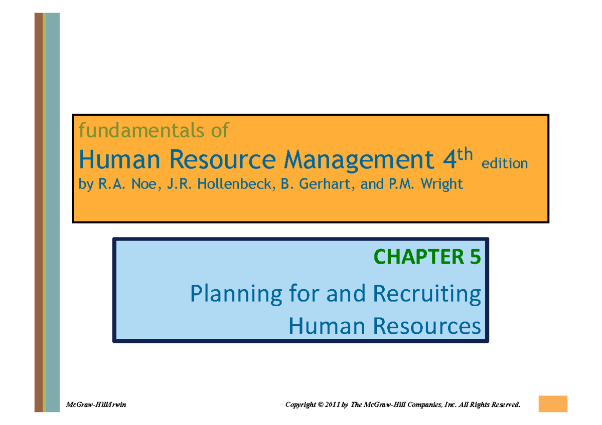 HRM 4th Ed. - Chap 5: Planning & Recruiting Human Resources - Studocu