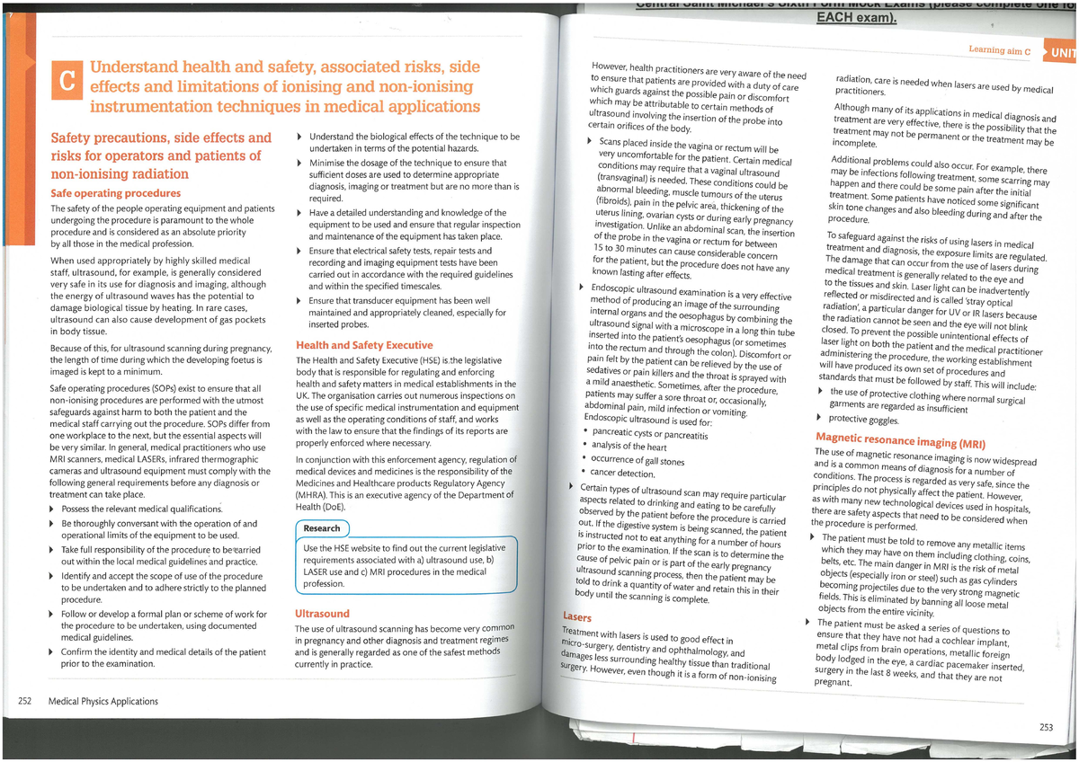 Unit 21 C - Health & Safety in Medical Imaging and Treatment Procedures ...