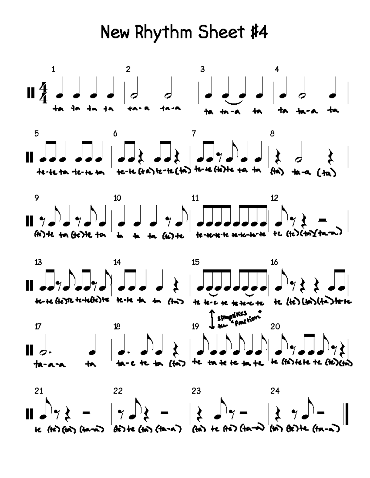 Rhythm Sheet #4: Music Notation and Practice Guide - Studocu