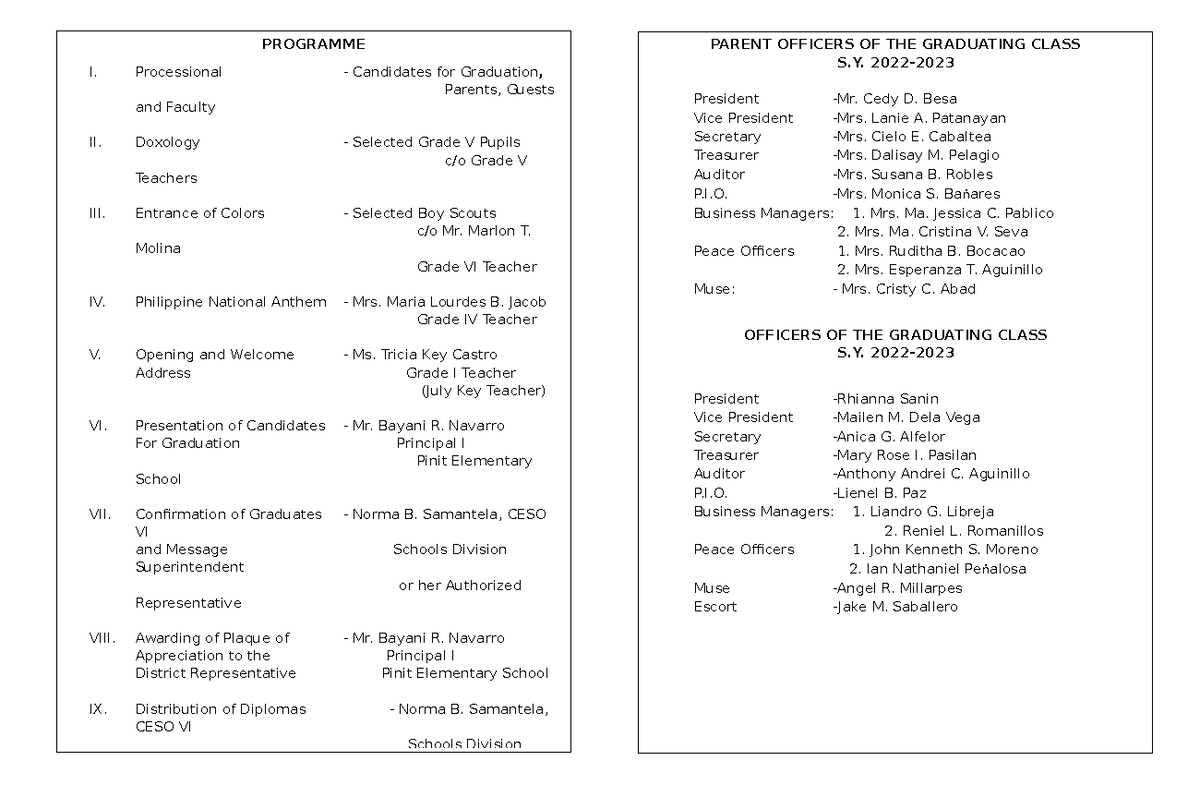 Programme FOR 34TH Graduation 2023 - PROGRAMME I. Processional ...
