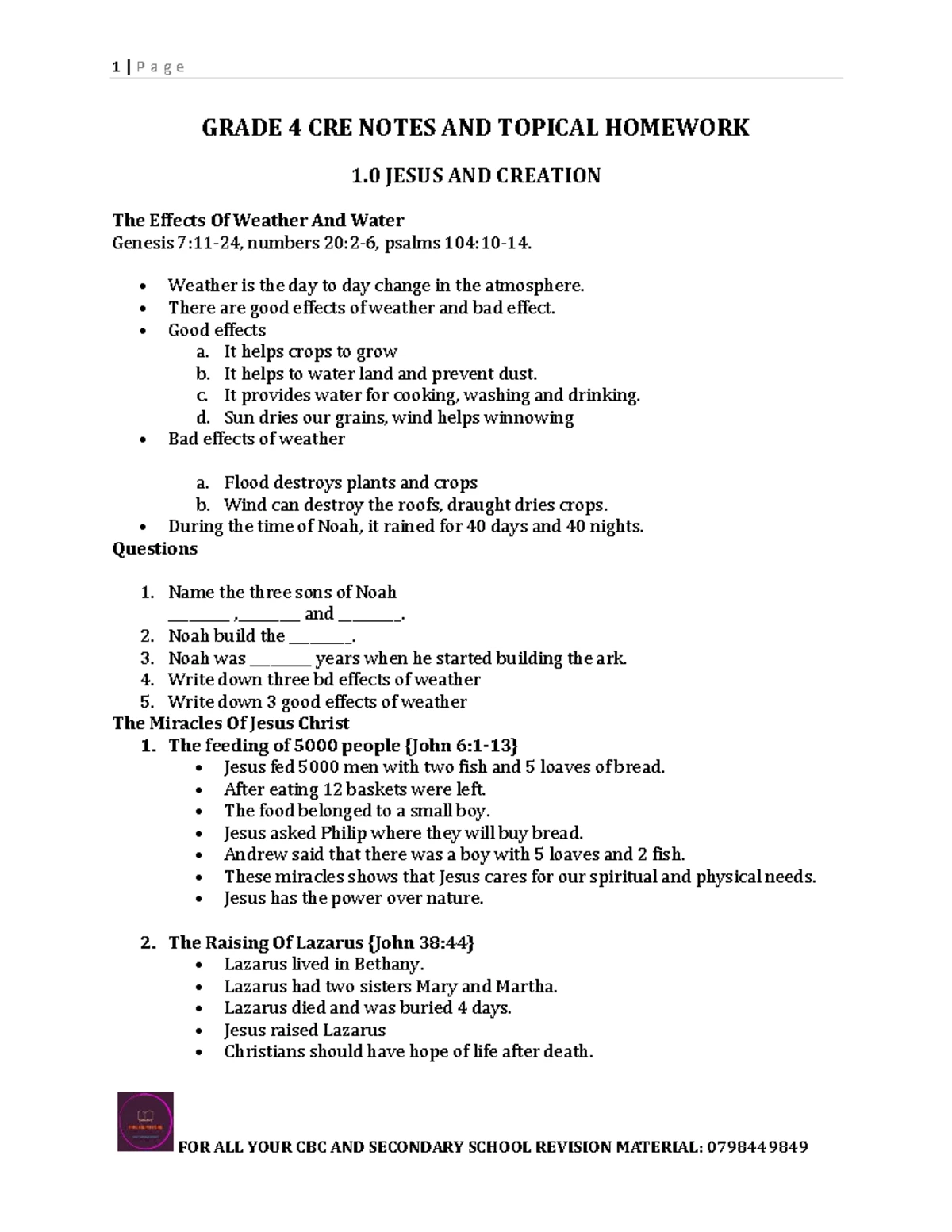 Grade 4 Agriculture Topical Homework Questions and Exercises - Studocu