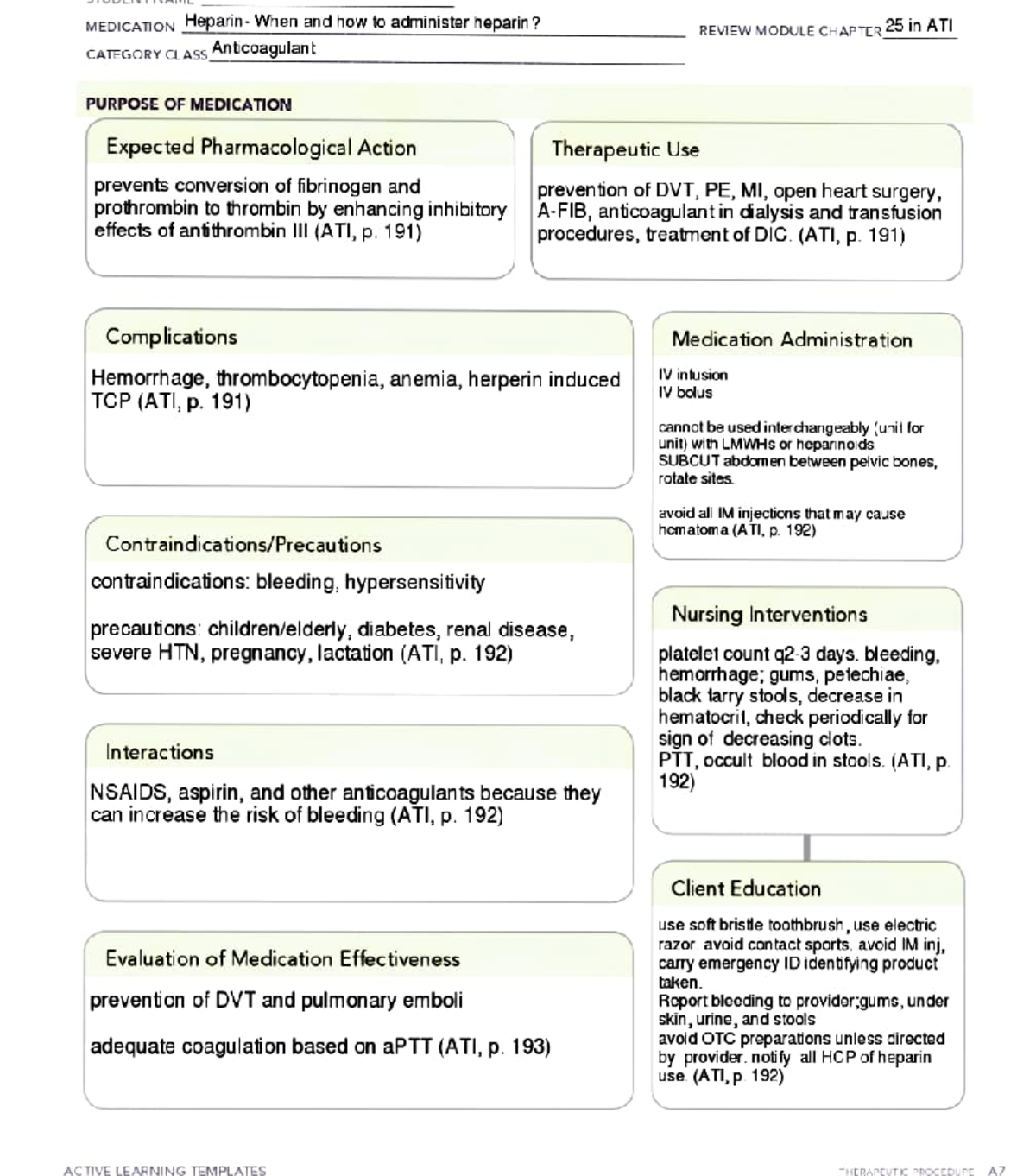 Heparin ati - MEDICATION Heparin- When and how to administer heparin ...