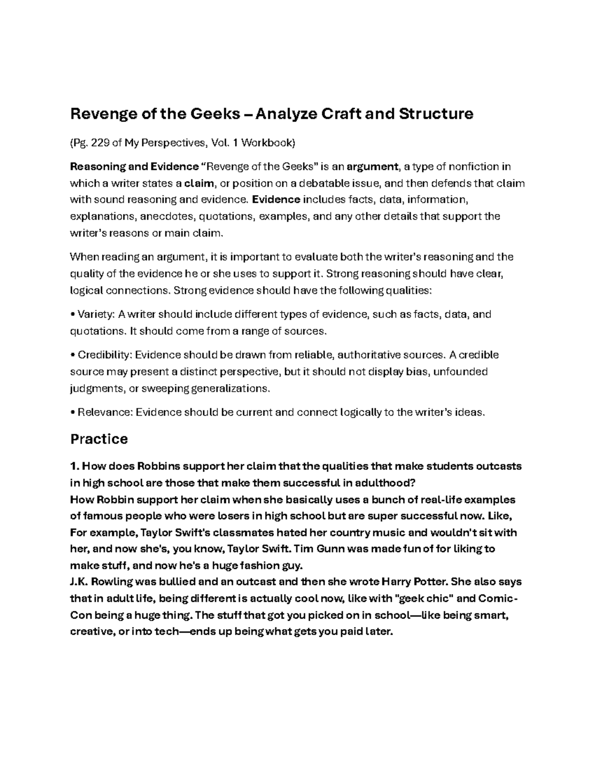 Revenge of the Geeks: Analyzing Craft & Structure (My Perspectives, Vol ...