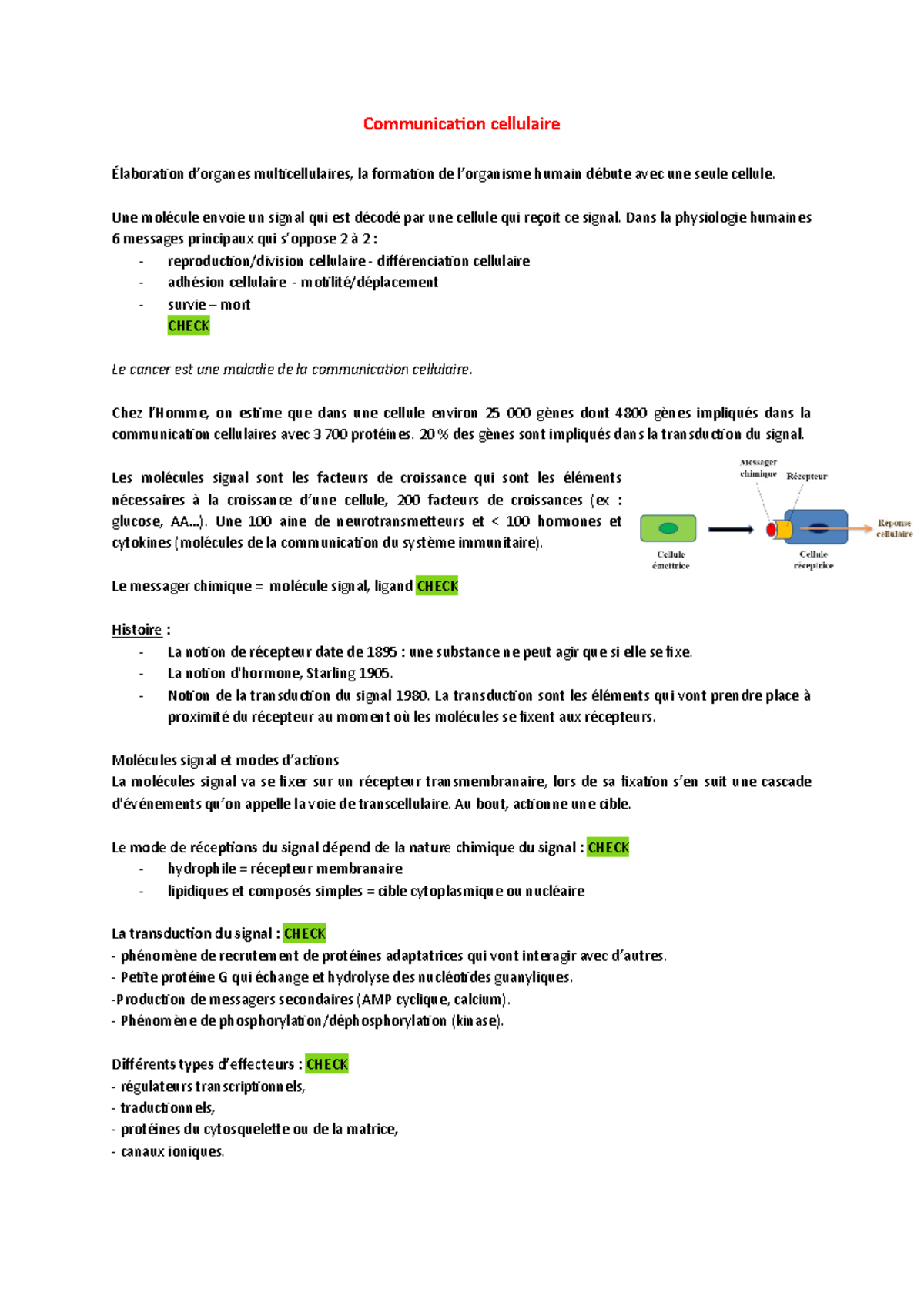 Communication Cellulaire : Élaboration et Signalisation Multicellulaire ...