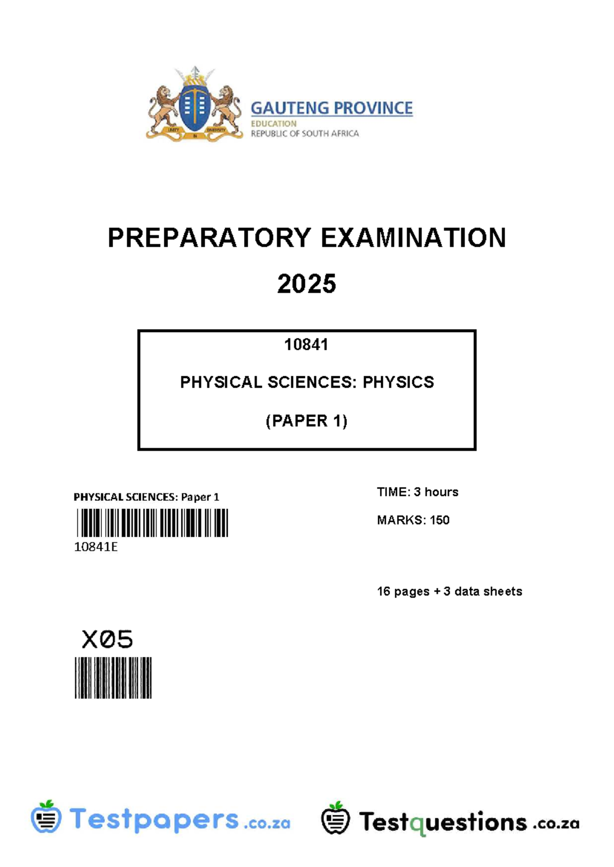 Gr 12 Physical Sciences P1 (Physics) 2025 Preparatory Exam Paper - Studocu