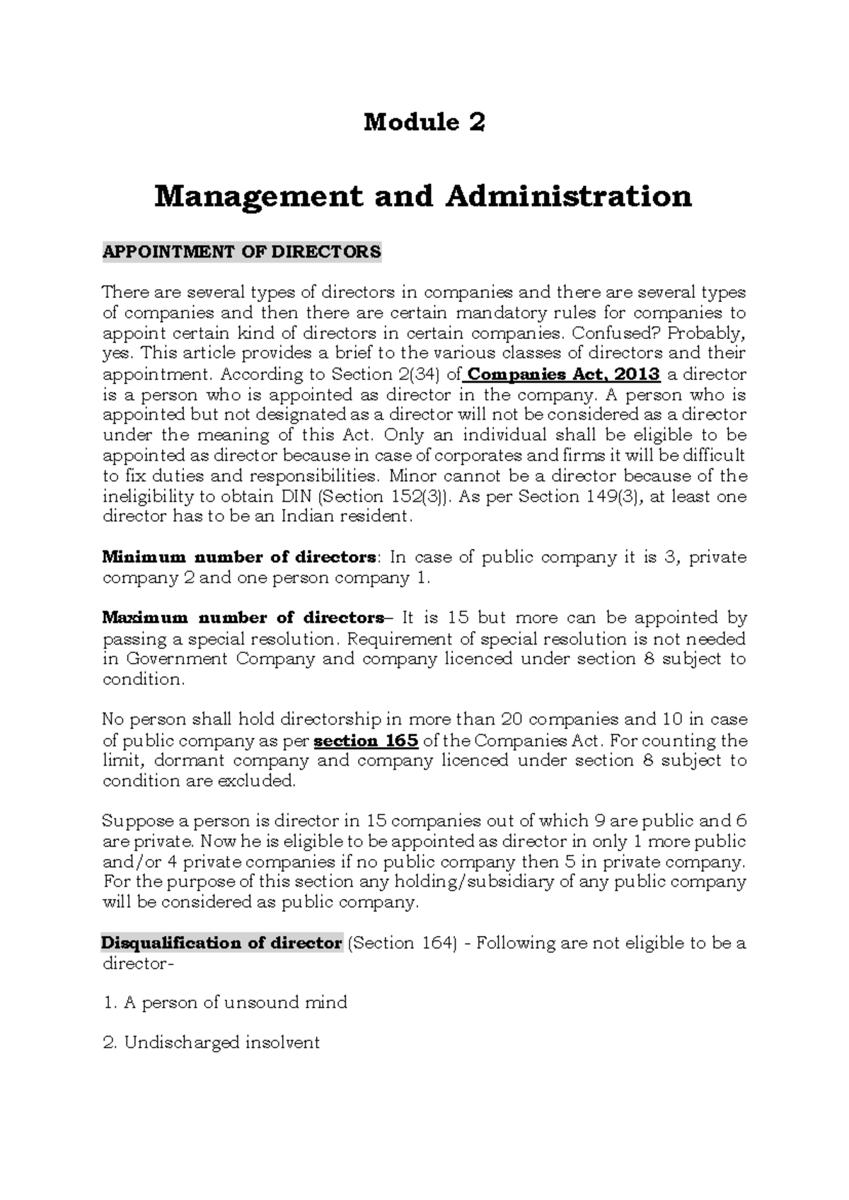 Module 2 - Lecture Notes - Module 2 Management and Administration ...