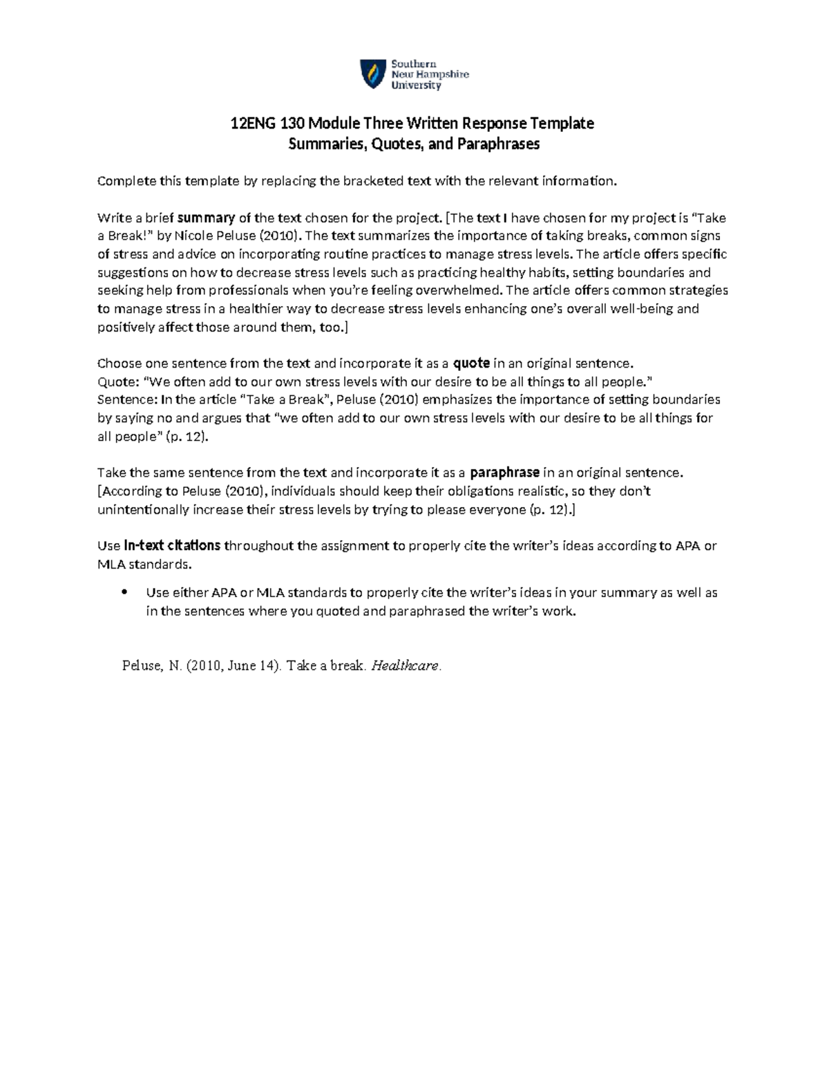 ENG 130 Module 3 Written Response: Summaries, Quotes & Paraphrases ...