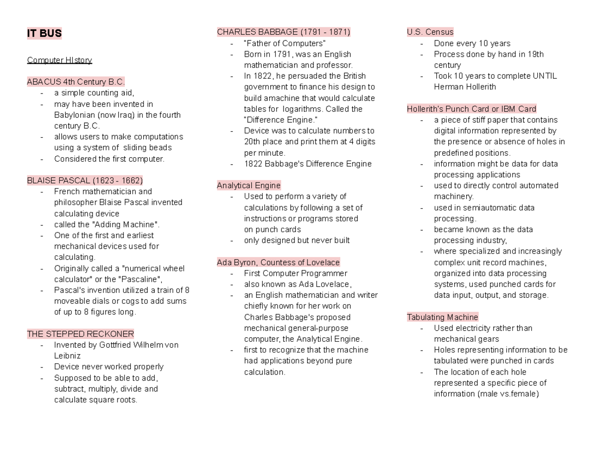 IT BUS Computer History: From Abacus to Modern Computing Innovations ...